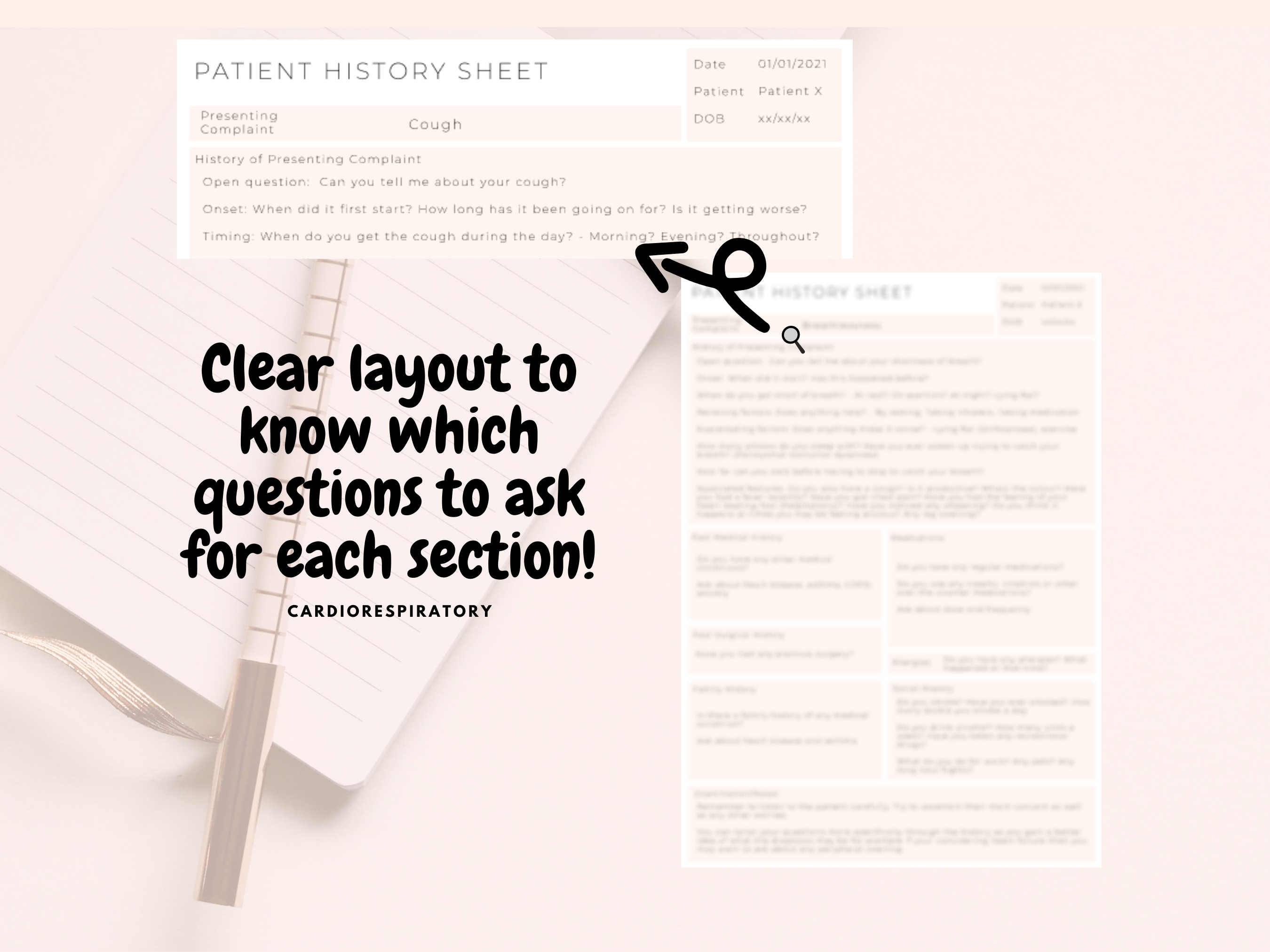 History Cheat Sheets & Differential Diagnosis Guide (Chest Pain, Cough ...